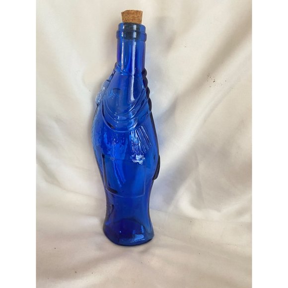 Other | Made In Spain Fish Wine Bottle Deep Cobalt Blue With Cork ...